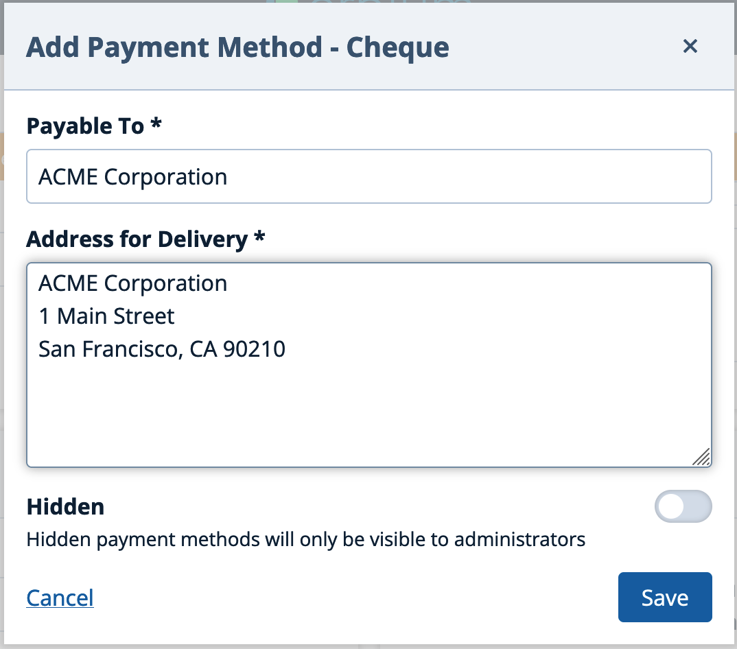 How to define 'Payment Methods' – Erbium